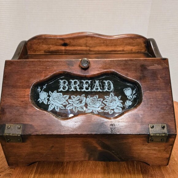 Vintage | Kitchen | 98s Solid Wood Farmhouse Vintage Bread Box W ...